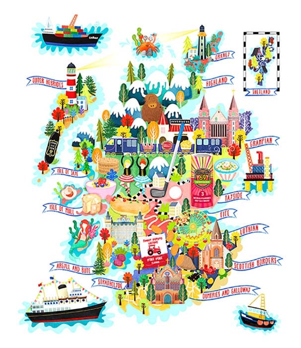 Scotland Food Map Animation - Liv Wan Illustration