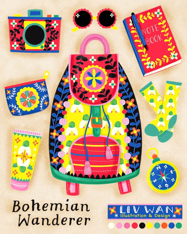 Bohemian Wanderer - Liv Wan Illustration Freelance Illustrator