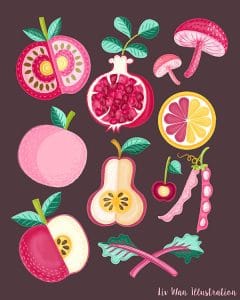 Pink Food Poster - Liv Wan Illustration