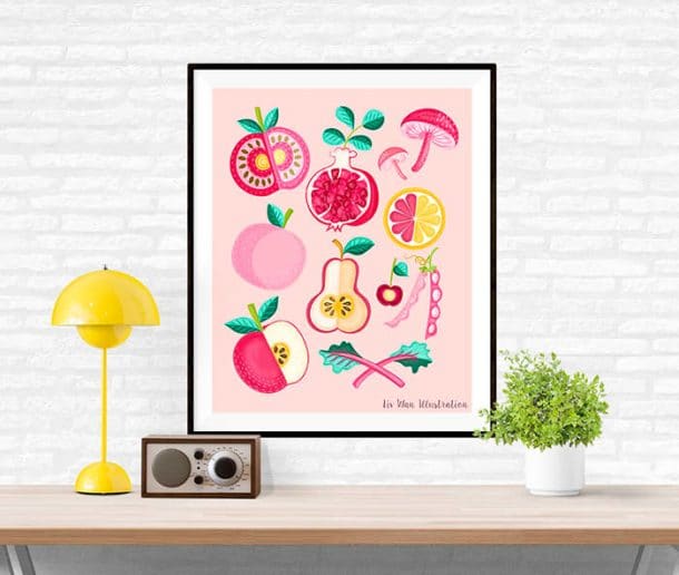 Pink Food Poster Illustration - Liv Wan Illustration