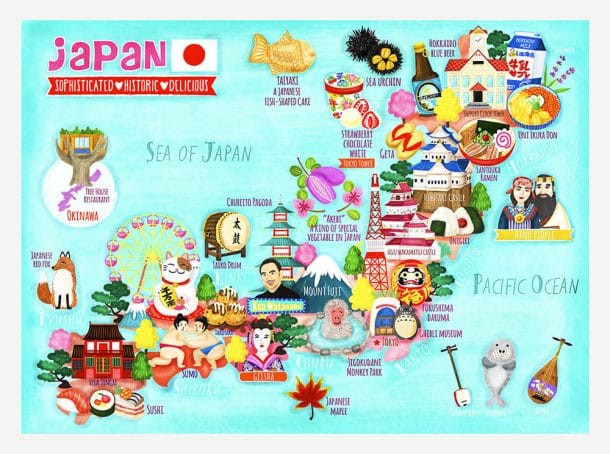 Japan Map Postcard