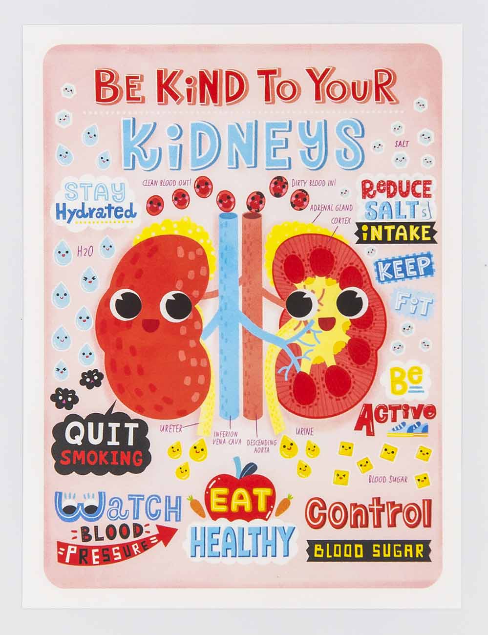 Be Kind to Your Kidneys Postcard - Be Healthy Cards