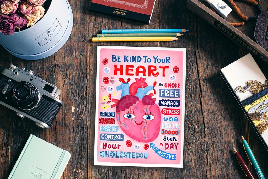 Be Kind to Your Heart Postcard - Be Healthy Cards