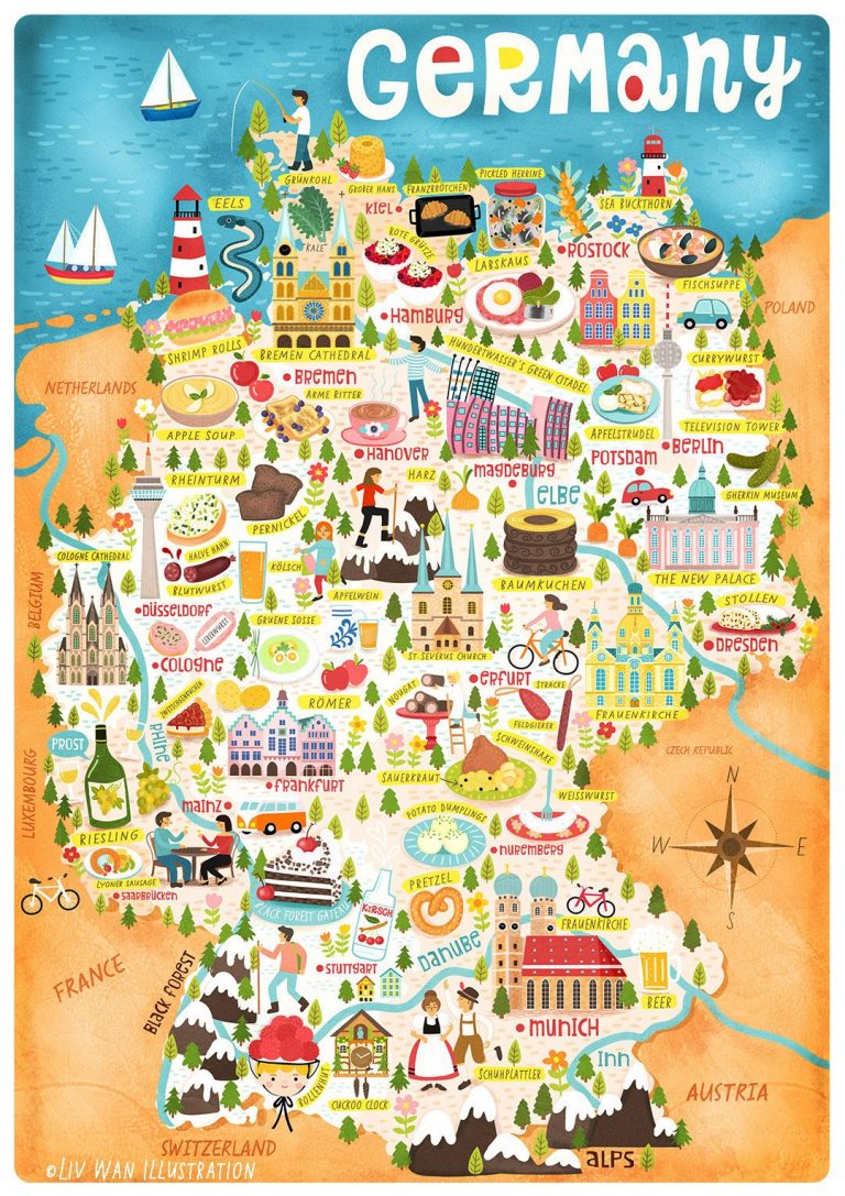Germany Map Poster Wall Art Illustration