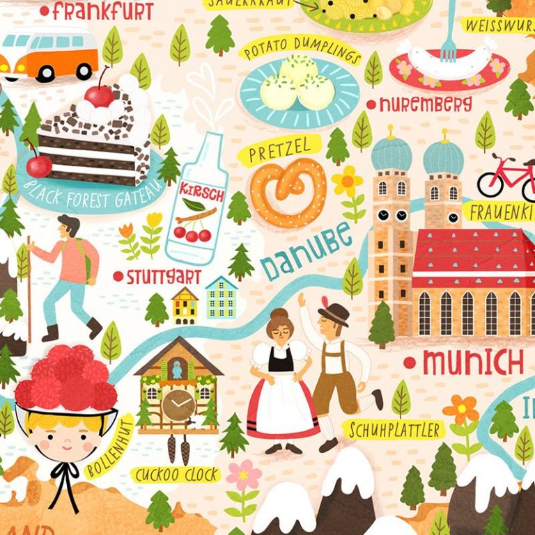 Germany Map Poster Wall Art Illustration