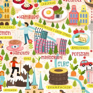 Germany Map Poster Wall Art Illustration
