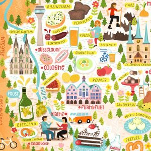 Germany Map Poster Wall Art Illustration