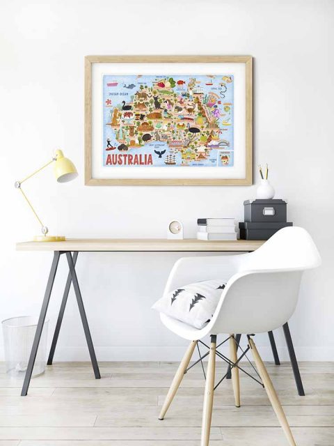 Australia Map Poster Wall Art Illustration Great fun