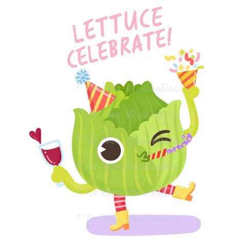 Lettuce Celebrate Food Pun Sticker Fun Vinyl Sticker